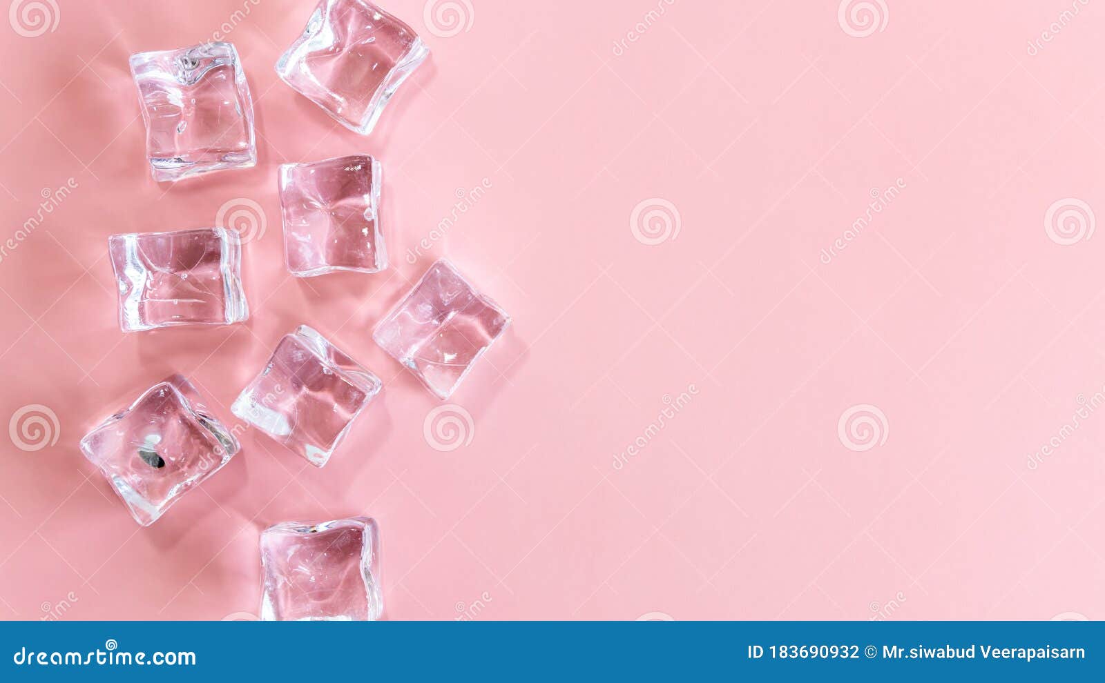 Ice Cubes on Pink Background, Cubes of Ice on a Light Pink Background ...