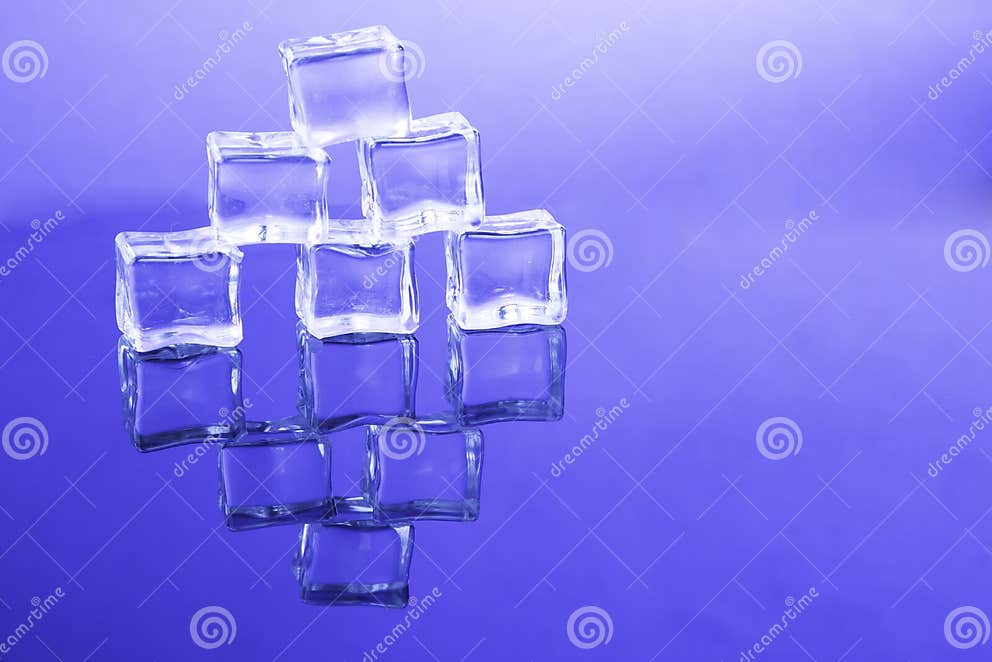 Ice Cubes Put on Each Other on Blue Background Stock Image - Image of ...
