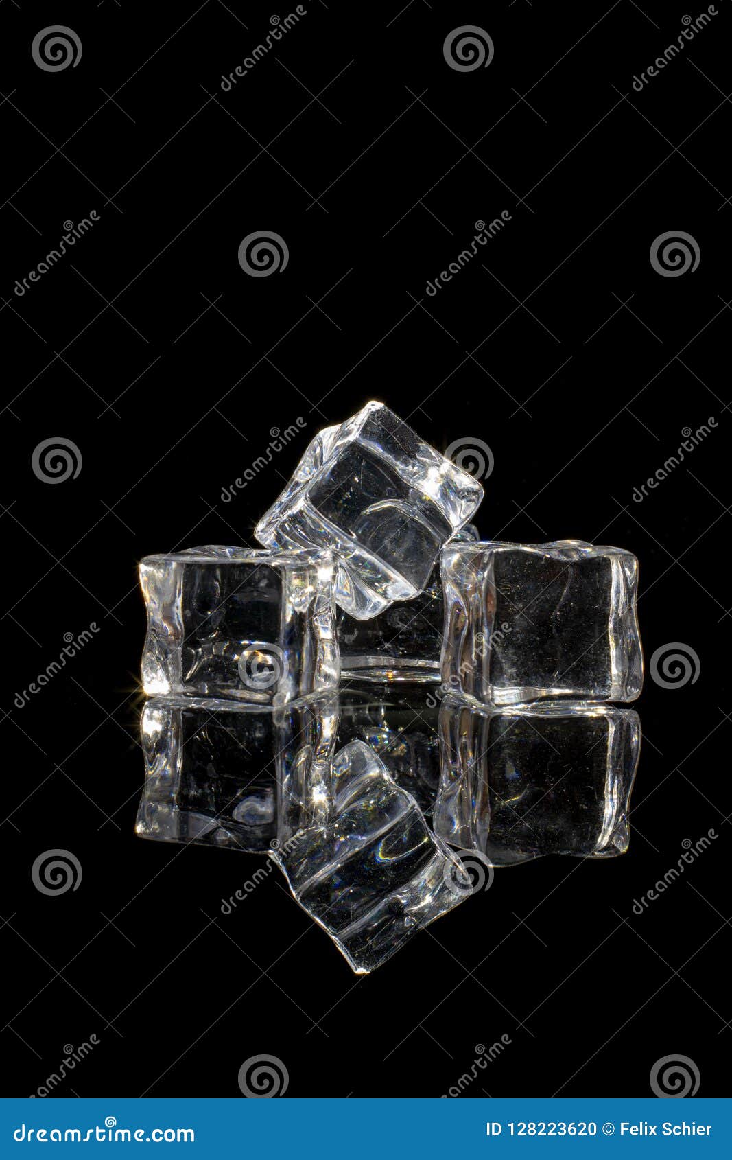 Ice cubes with reflection stock photo. Image of table - 128223620