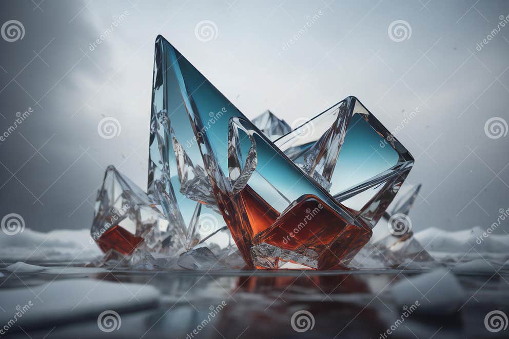Ice Cubes with Reflection on the Surface. Ai Generated Stock ...