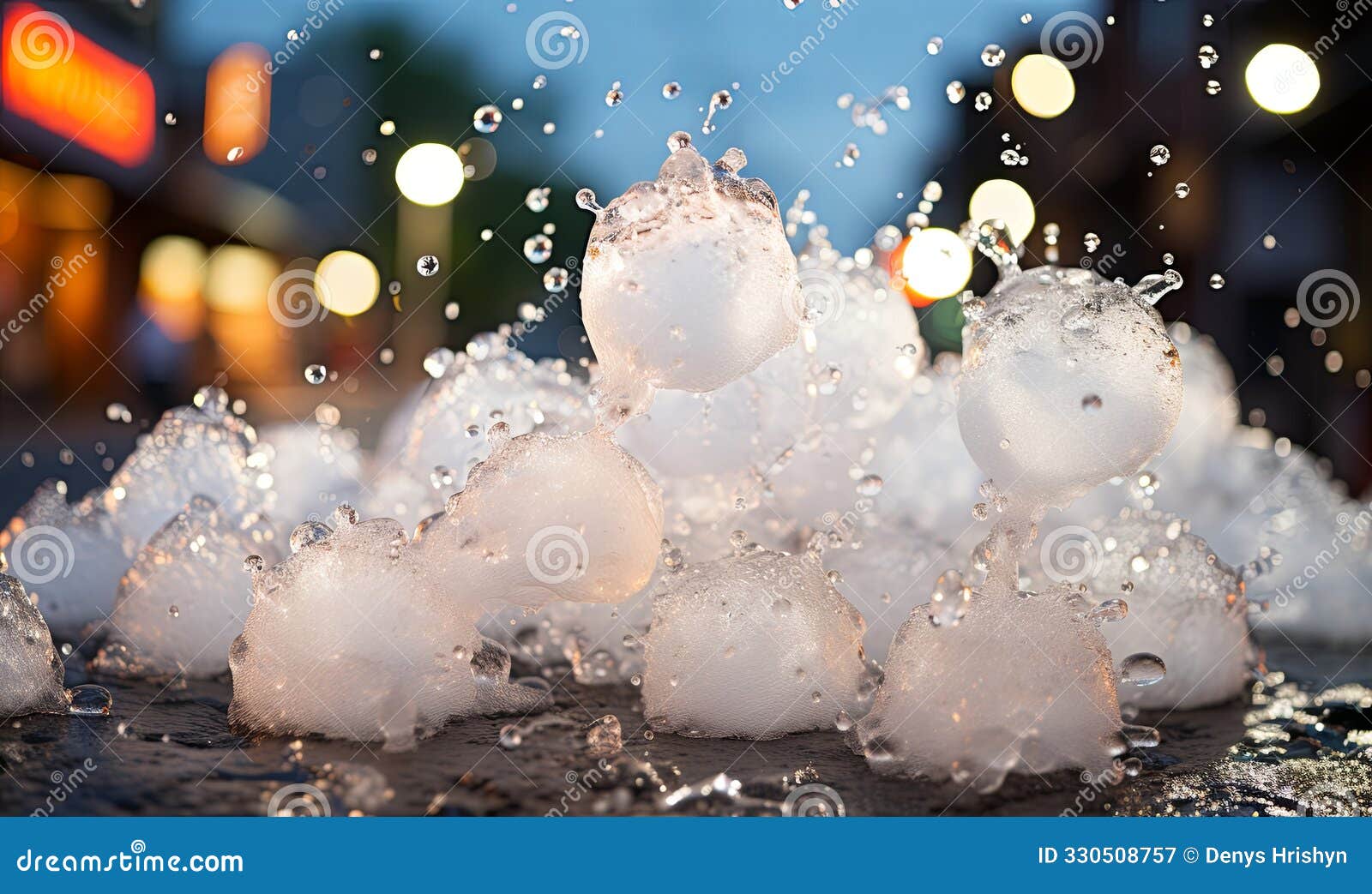 Ice Cubes Resting on Water Puddle Stock Image - Image of contrast ...