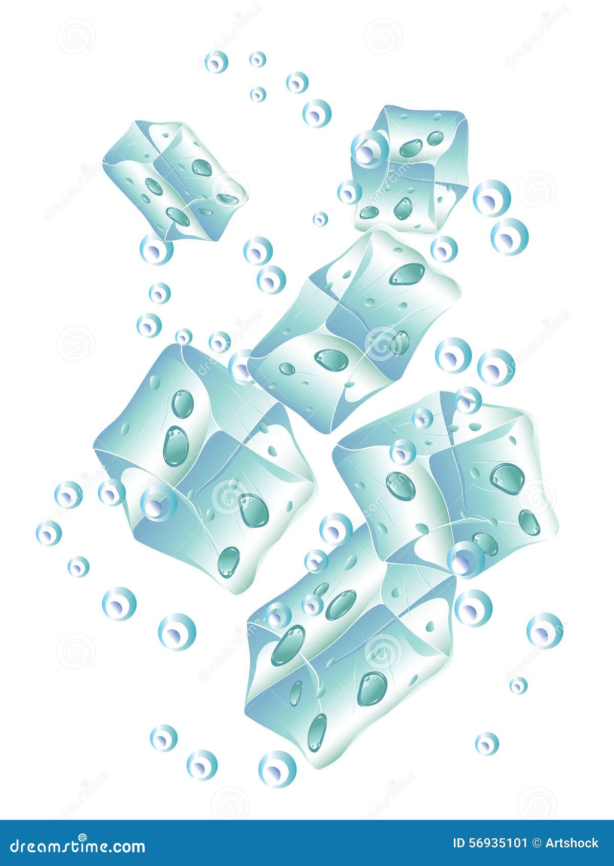 Opaque Ice Cubes With Turquoise Cast Isolated On White Background ...
