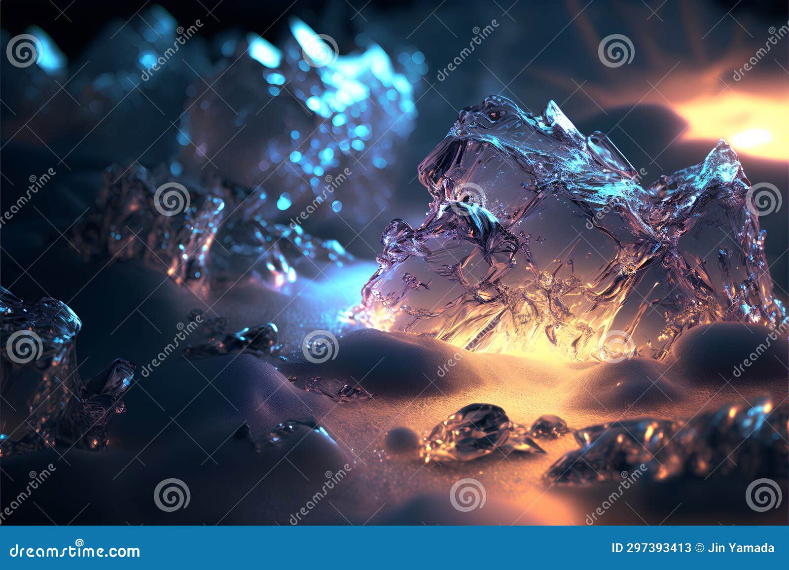 Ice Cubes in the Snow. 3d Rendering, 3d Illustration Stock Illustration ...