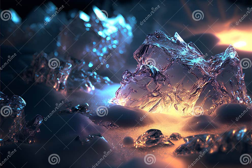 Ice Cubes in the Snow. 3d Rendering, 3d Illustration Stock Illustration ...