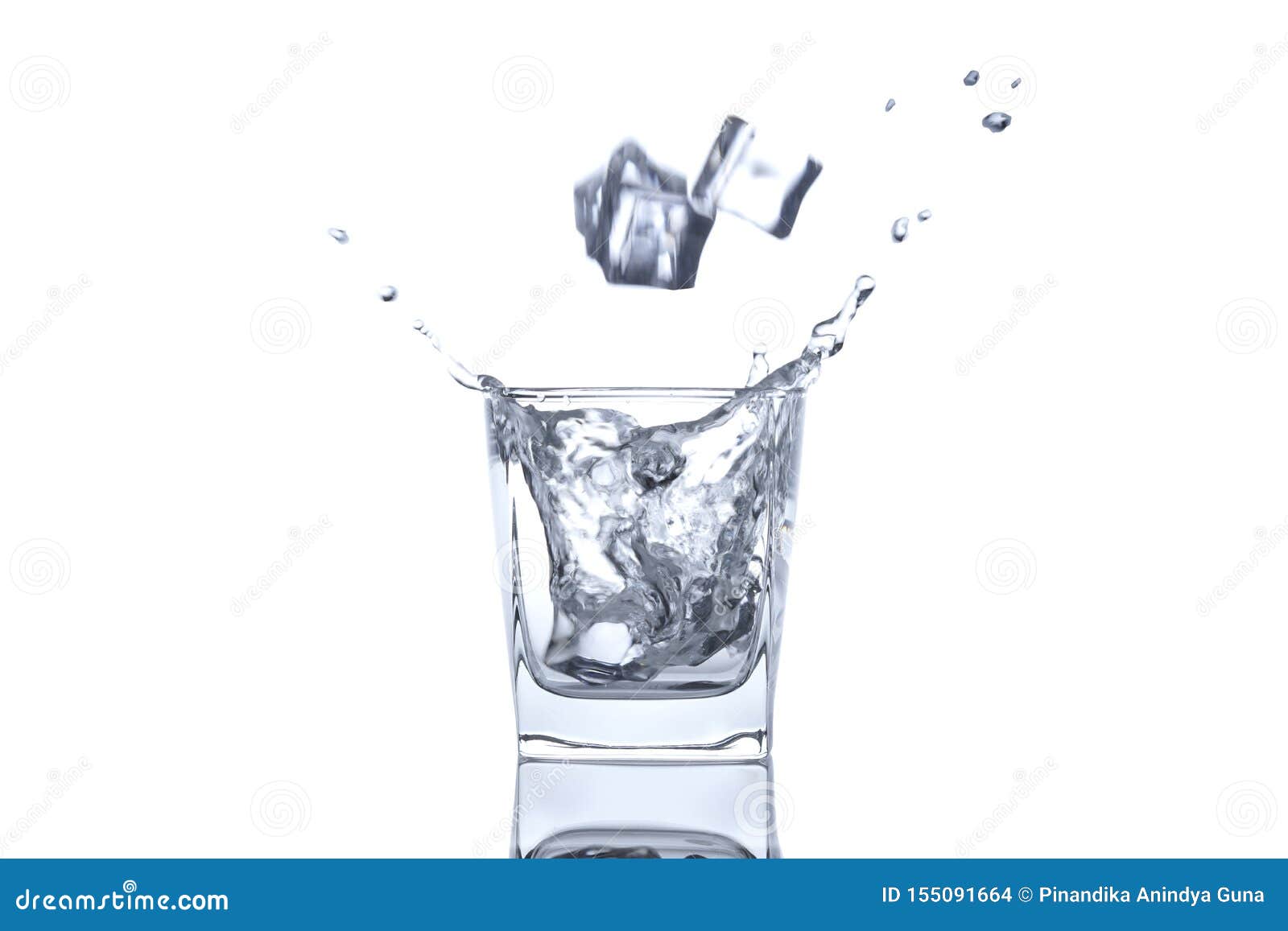 Ice Cubes Splash into Glass of Water Stock Photo - Image of aqua ...