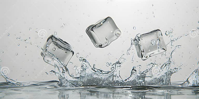 Ice in Cubes in a Splash of Water Stock Photo - Image of refreshment ...