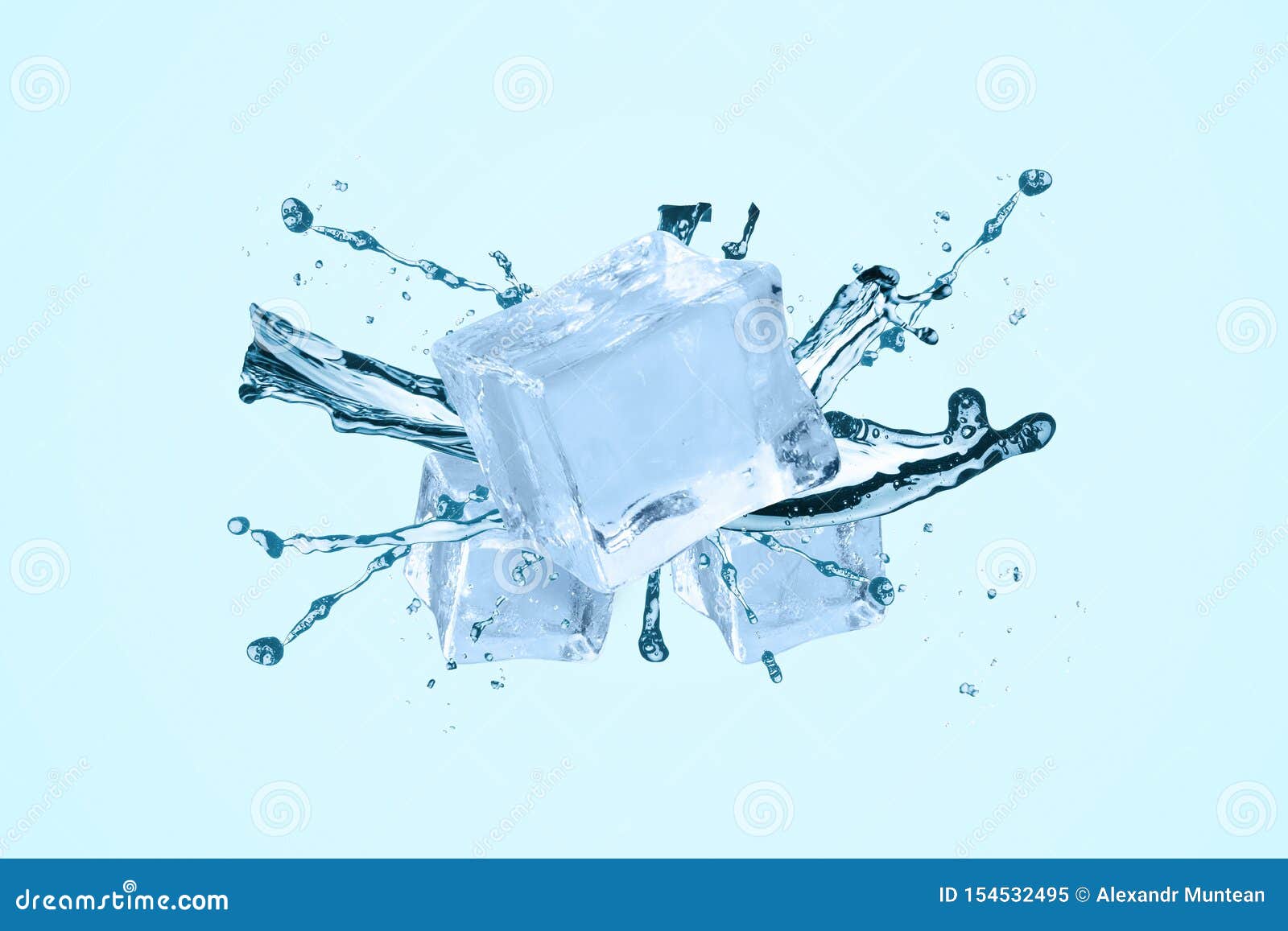 Ice cubes with splash stock image. Image of flow, drink - 154532495