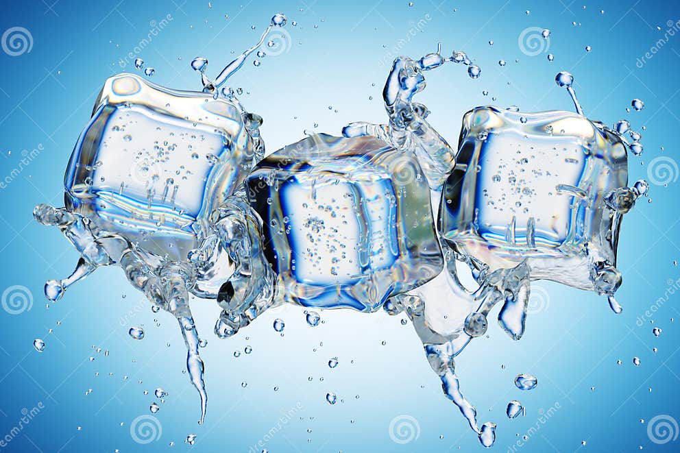 Ice Cubes in Splashing - Cold and Refreshment Stock Illustration ...