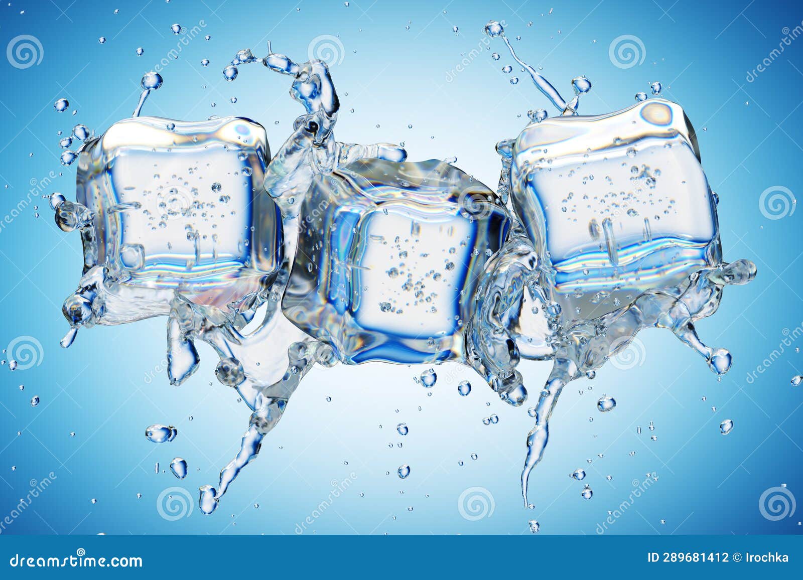 Ice Cubes in Splashing - Cold and Refreshment Stock Illustration ...
