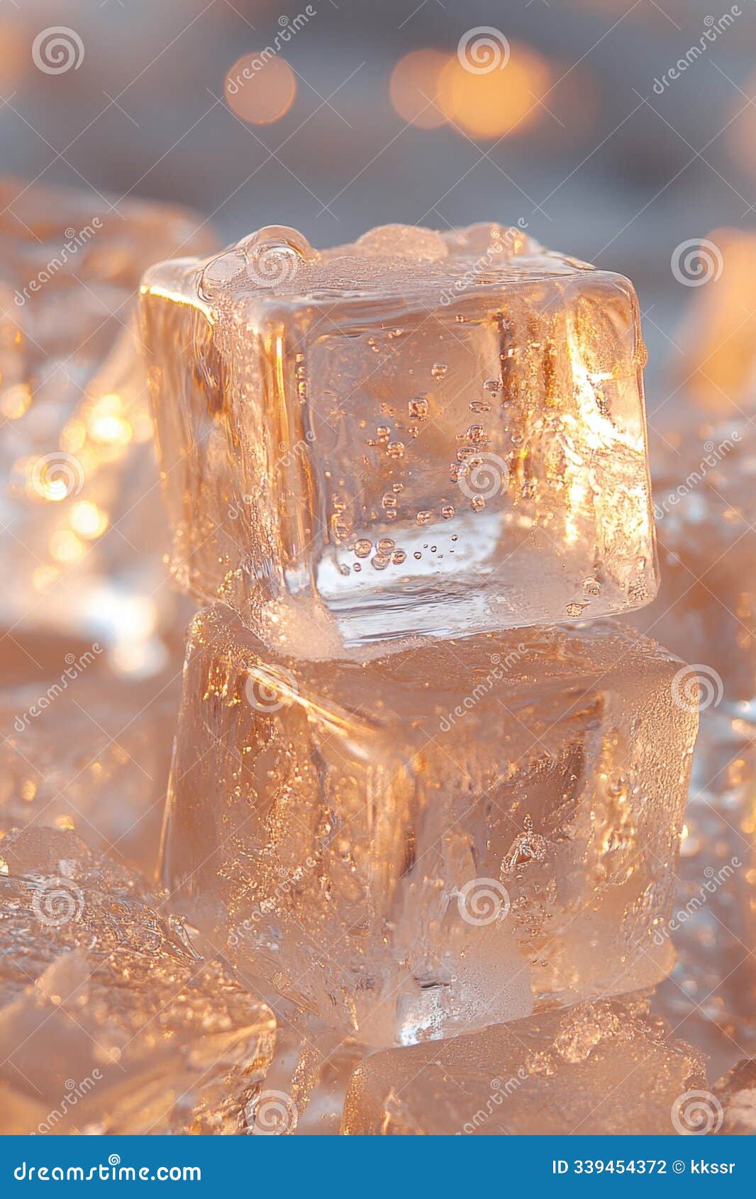 Ice Cubes Stack, Close-up of Sparkling Clear Ice Cubes Stacked Together ...
