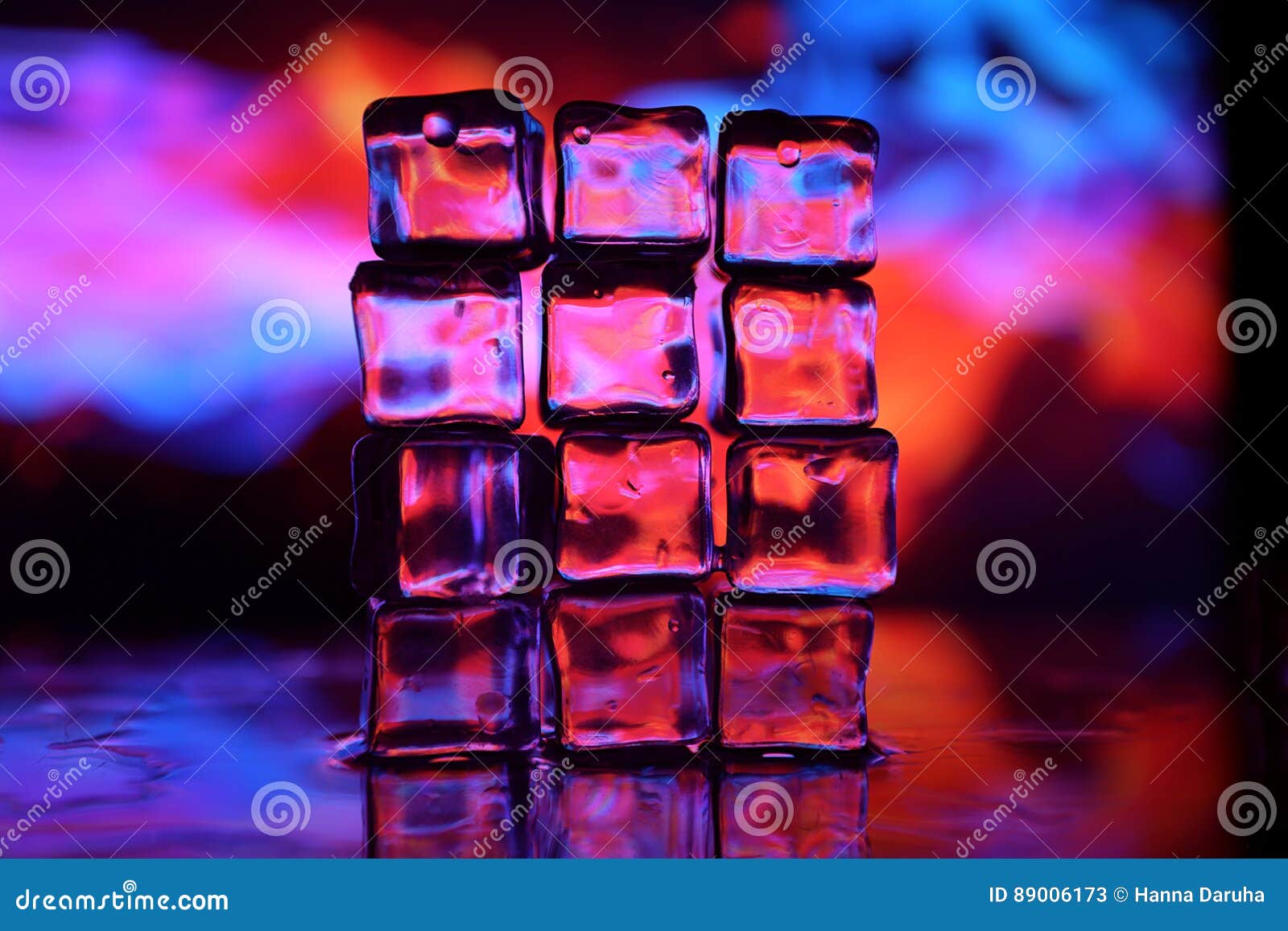 Ice Cubes on the Table with Colourful Background Stock Image - Image of ...