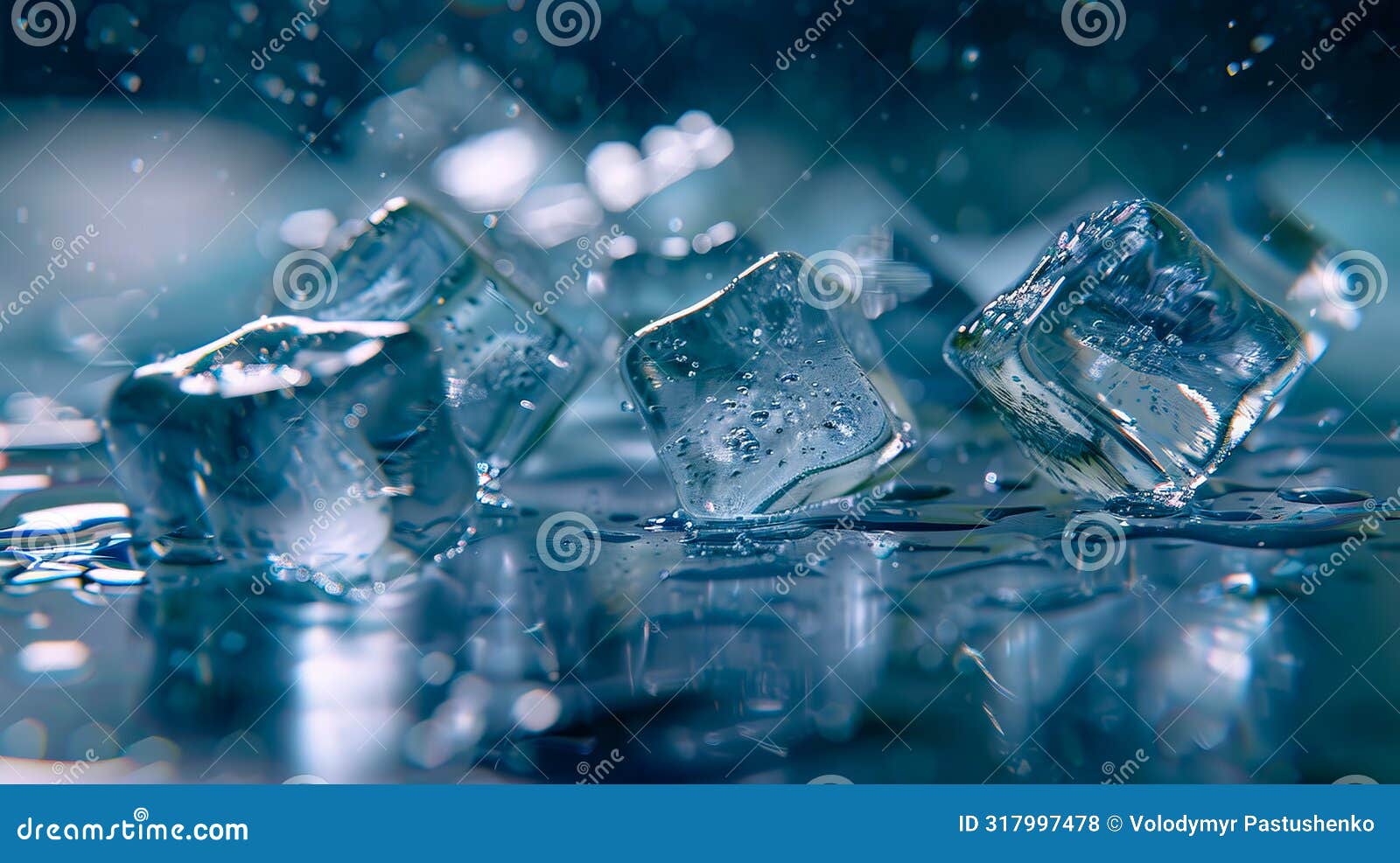 Ice Cubes on a Table with Water Drops Stock Photo - Image of crystal ...