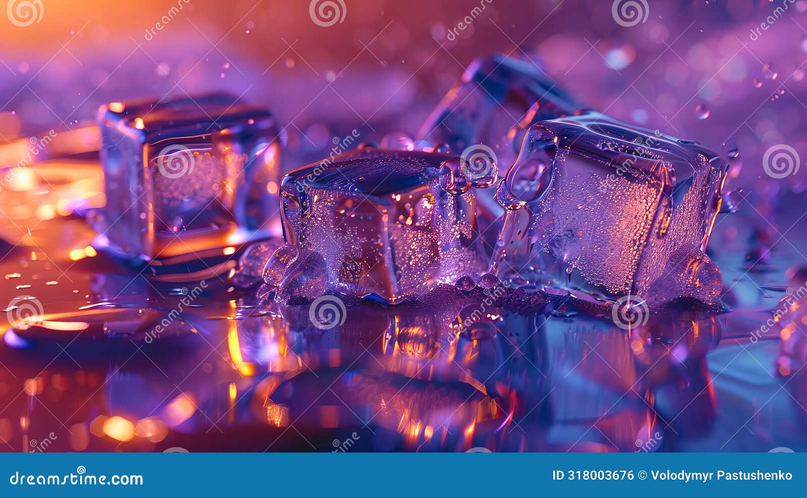Ice Cubes on a Table with Water Drops Stock Photo - Image of cube ...