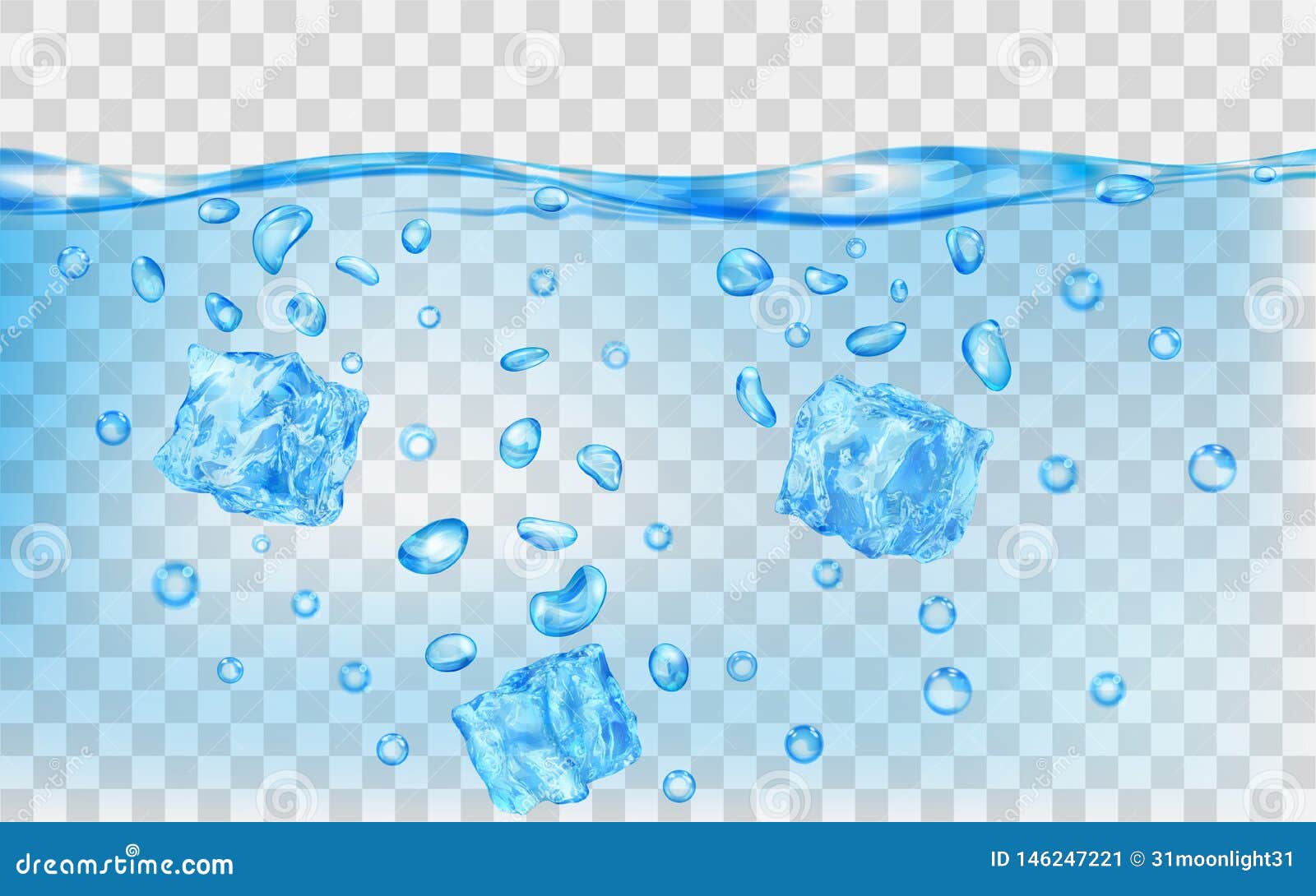 Ice Cubes Under the Surface of Water Stock Vector - Illustration of ...