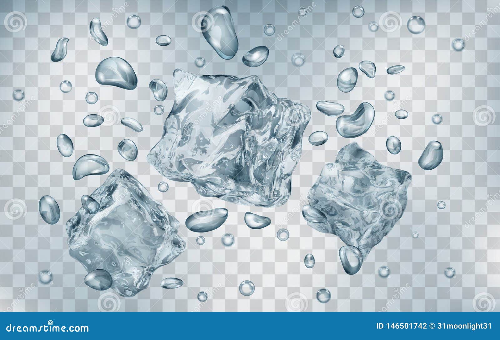 Ice cubes under water stock vector. Illustration of drop - 146501742
