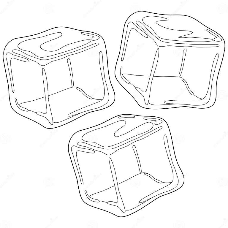Ice Cubes Vector Black And White Coloring Page Stock Vector