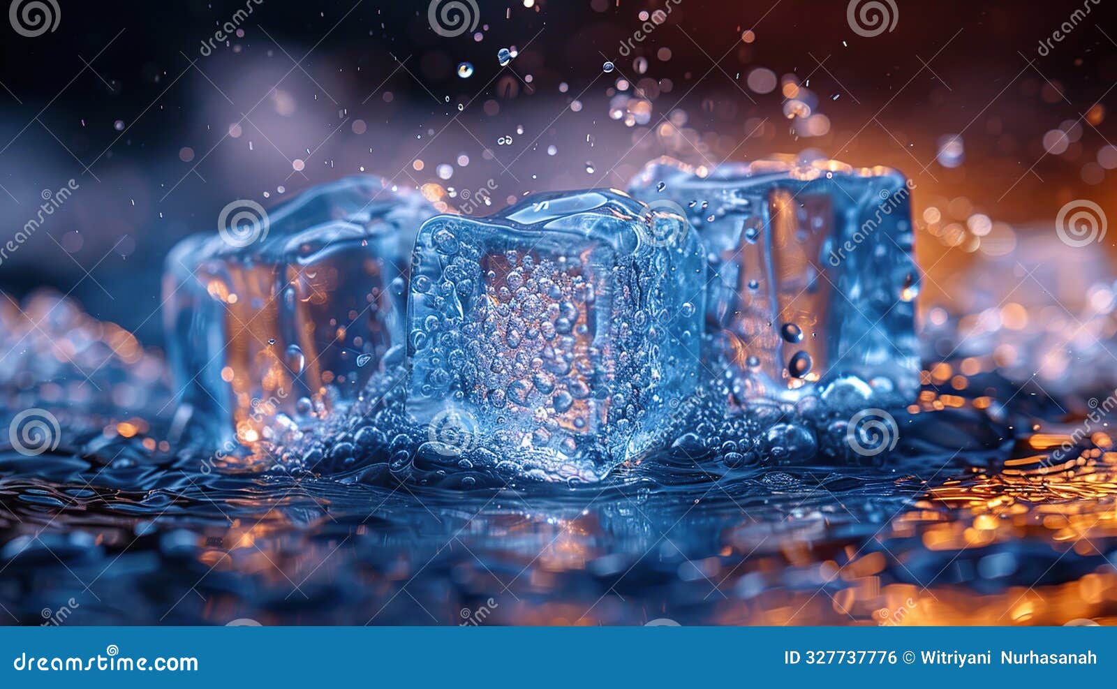 Ice Cubes in Water stock illustration. Illustration of crystal - 327737776