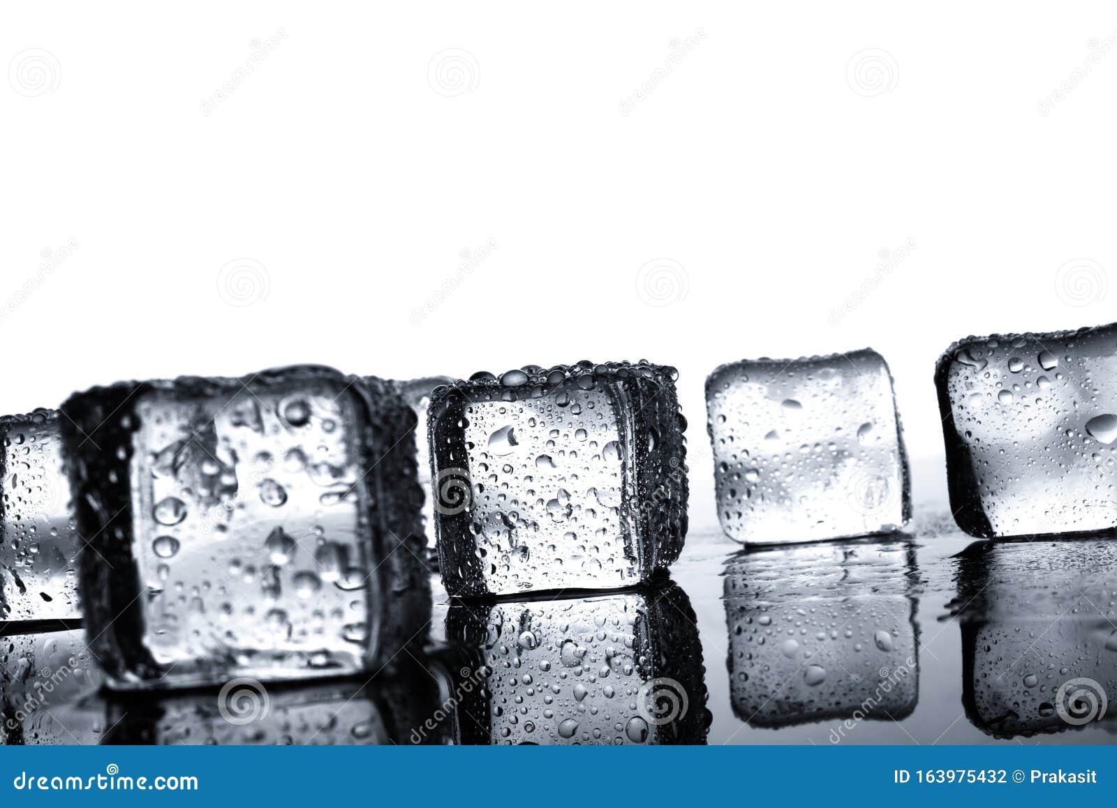 Ice cubes with water stock photo. Image of frost, cold - 163975432
