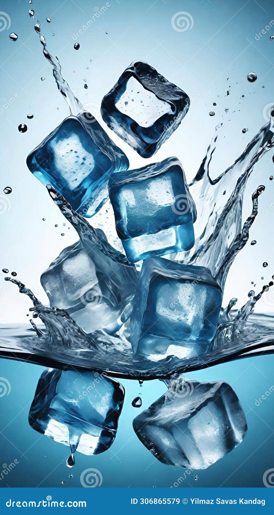 Ice Cubes with Water Splash Isolated on Black Background. Stock ...
