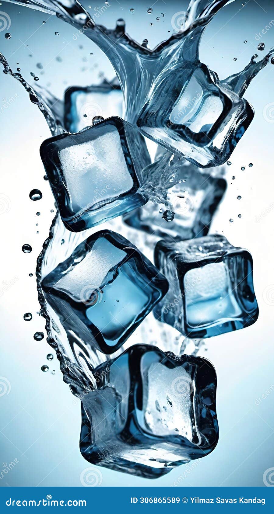Ice Cubes with Water Splash Isolated on Black Background. Stock ...