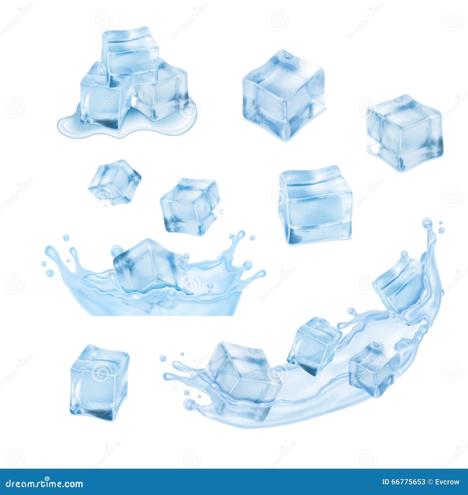 Ice cubes with water stock vector. Illustration of object - 66775653