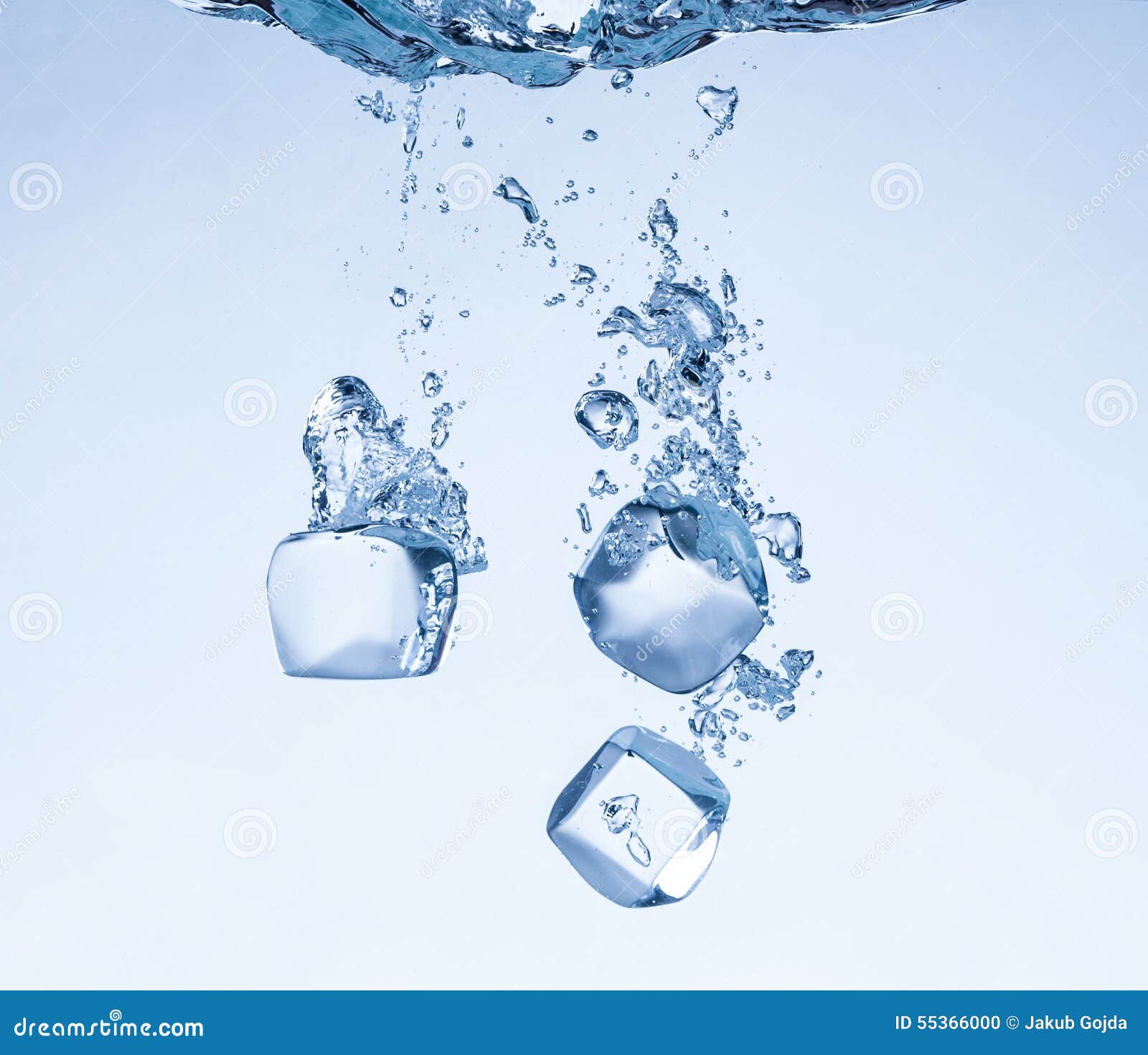 Ice Cubes in Water Splashes Stock Photo - Image of light, frost: 55366000