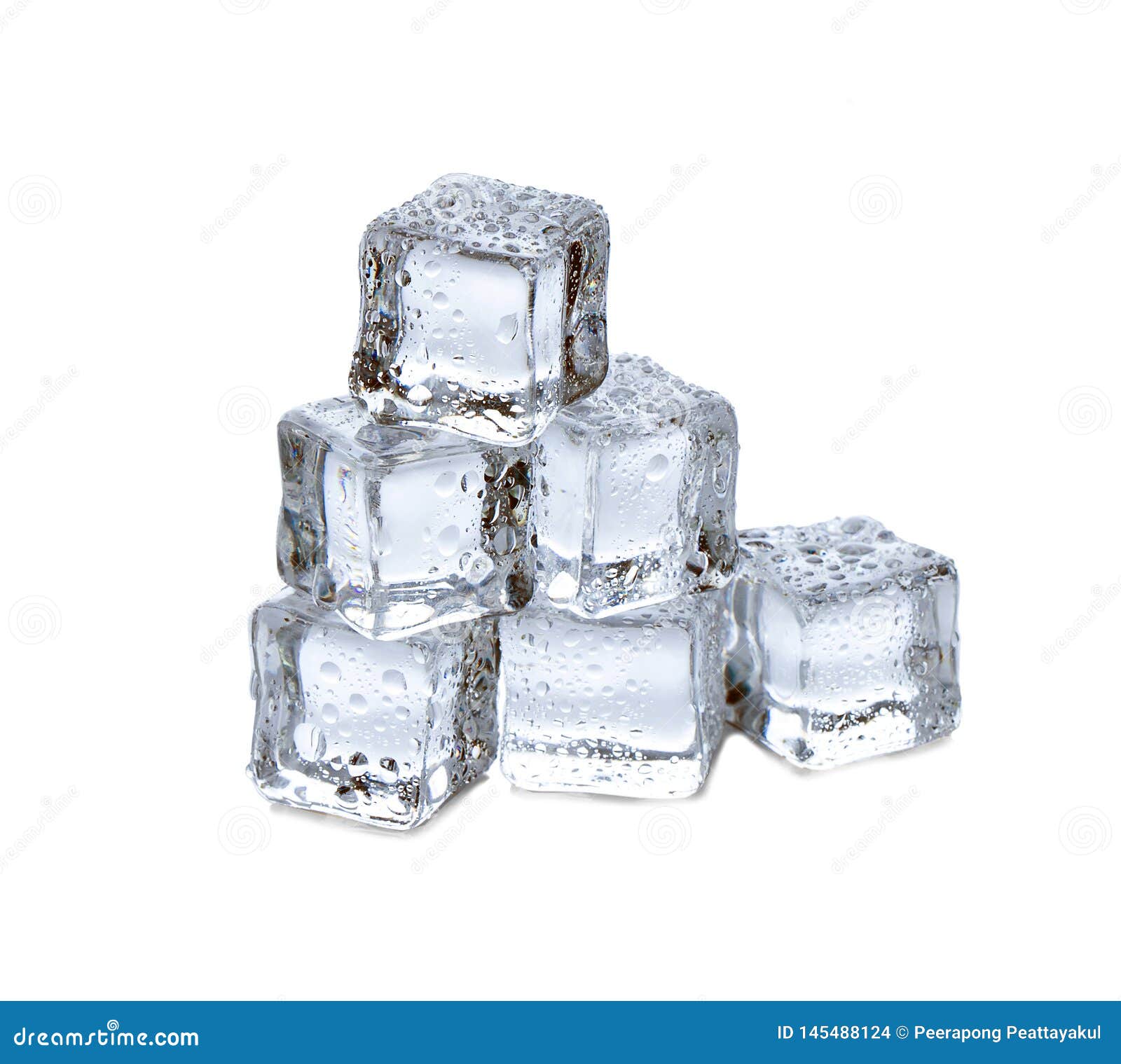 Ice Cubes on White Background Stock Photo - Image of cool, blue: 145488124