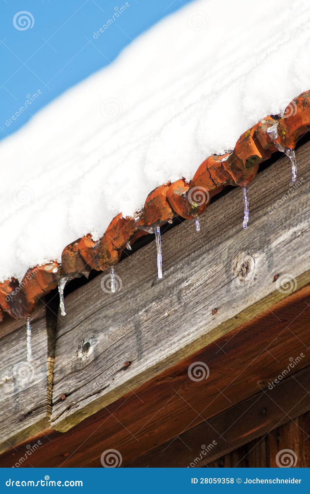 Ice cycles on a roof stock photo. Image of freeze, formation - 28059358