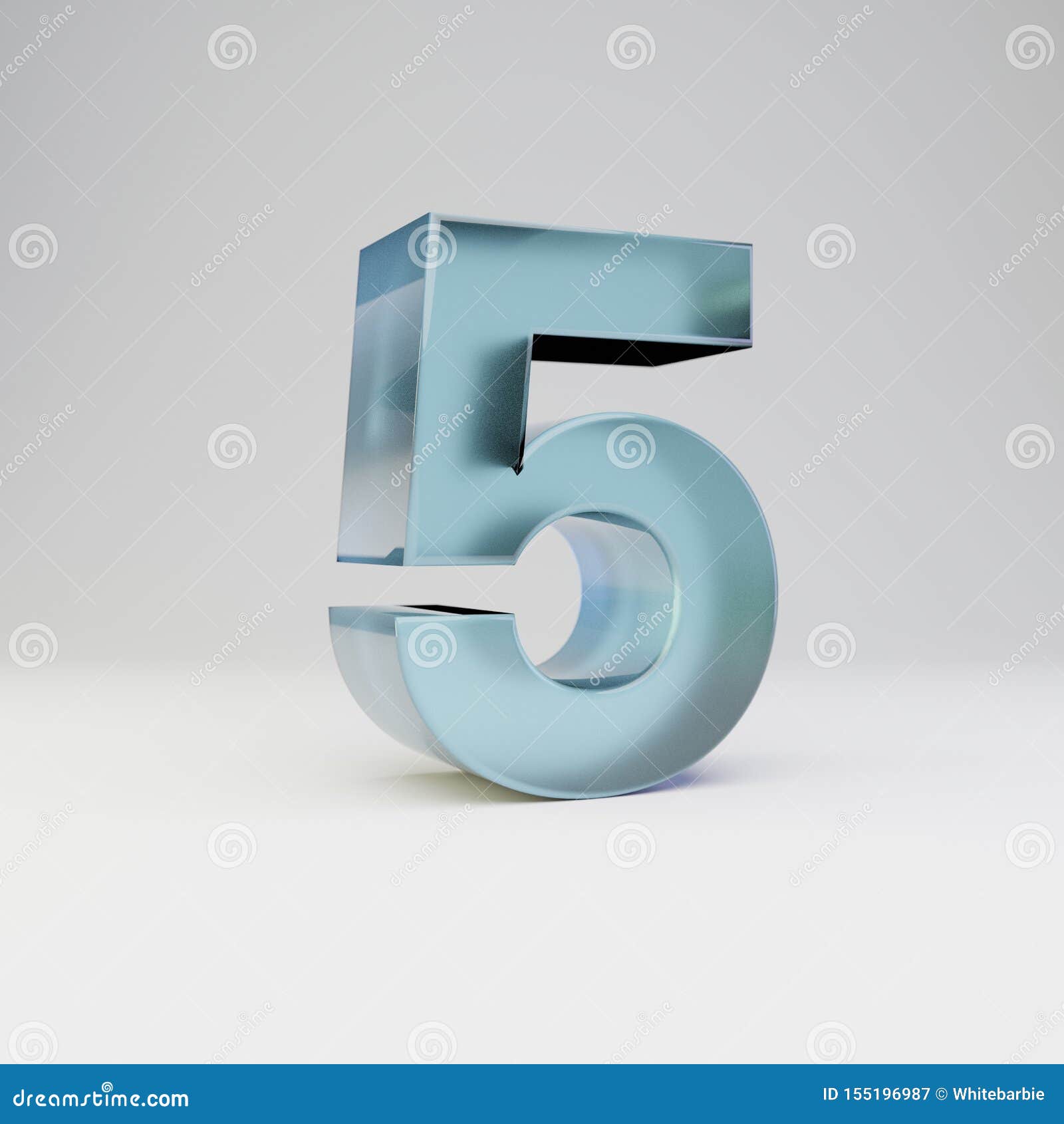 Ice 3d Number 5. Transparent Ice Font with Glossy Reflections and ...