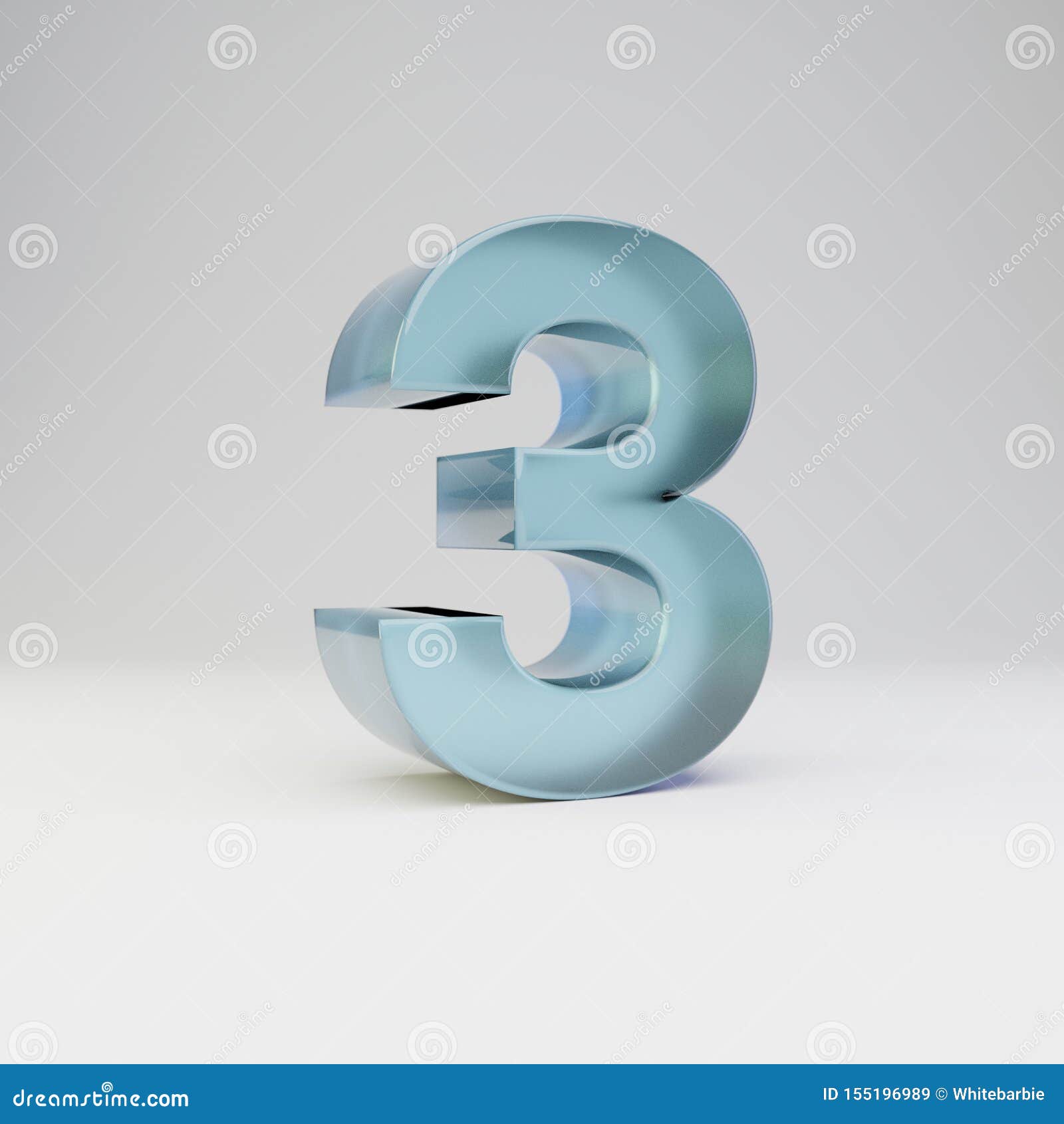 Ice 3d Number 3. Transparent Ice Font with Glossy Reflections and ...