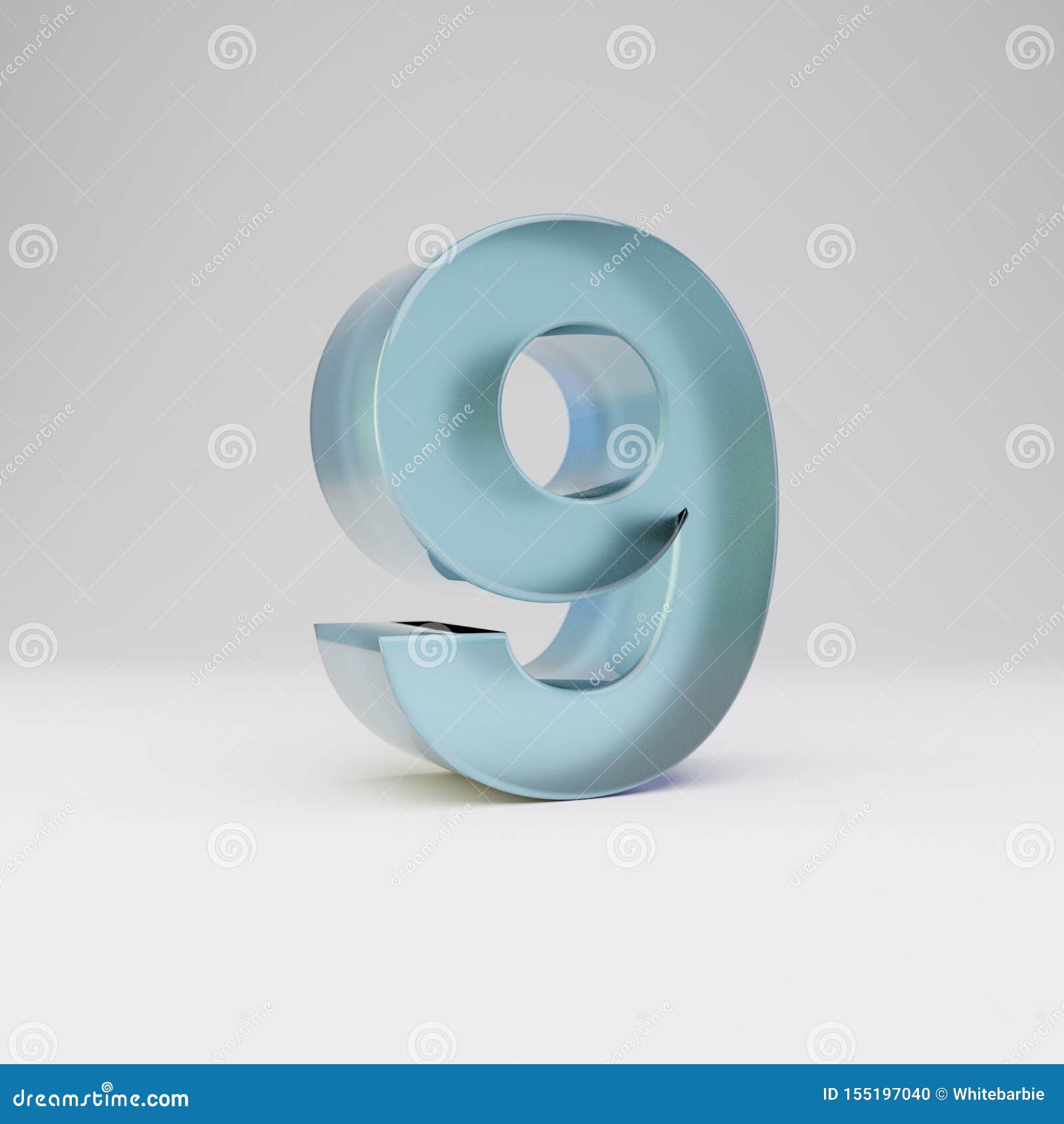 Ice 3d Number 9. Transparent Ice Font with Glossy Reflections and ...