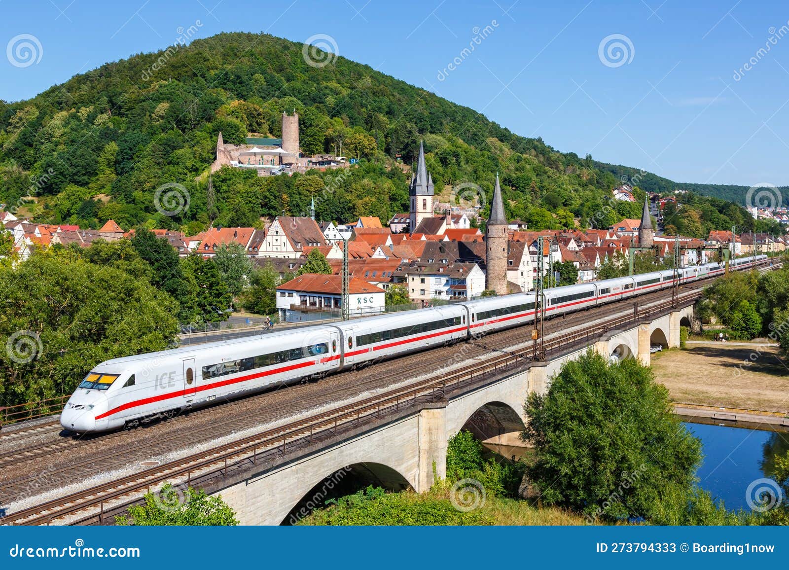 ICE 2 of Deutsche Bahn DB High-speed Train Railway in Gemuenden am Main ...