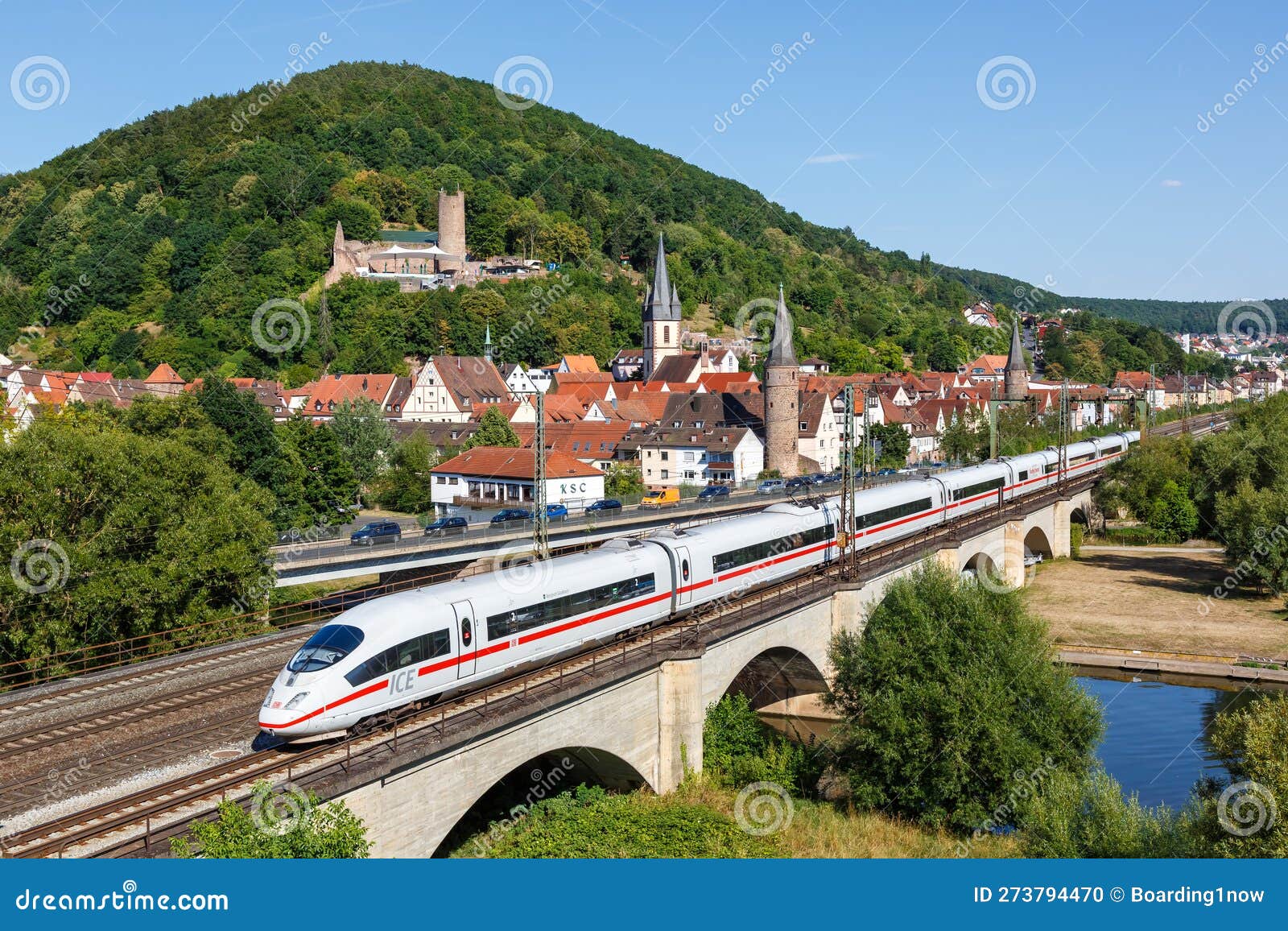 ICE 3 of Deutsche Bahn DB High-speed Train Railway in Gemuenden am Main ...