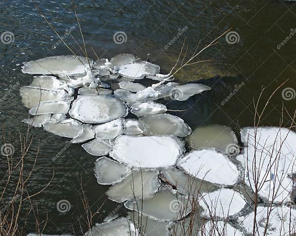 Ice disks on winter river stock photo. Image of floating - 7435598
