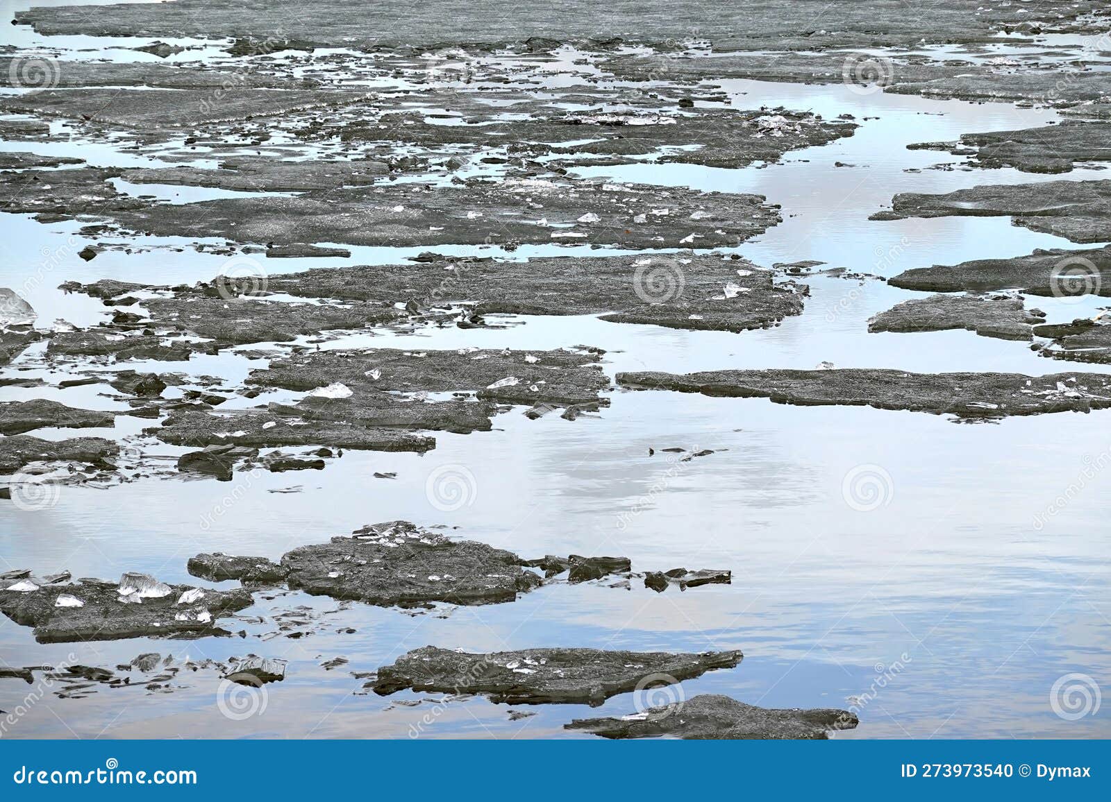 Ice Drift Broken Danger Ice Floes Floating on the River Stock Photo ...