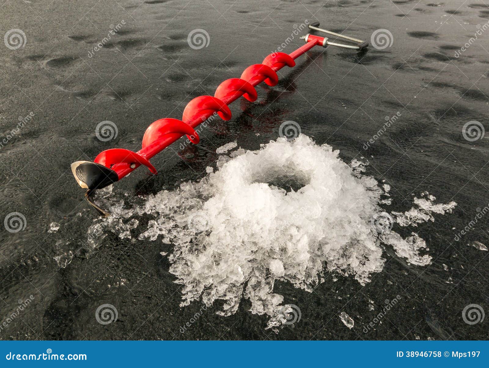 Ice drill and fragile ice stock photo. Image of hole - 38946758