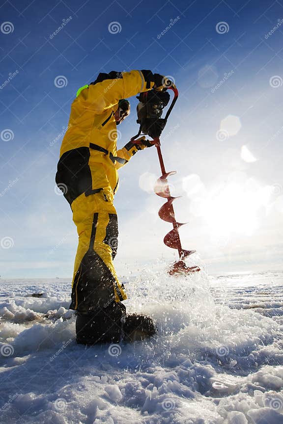 Ice drilling stock image. Image of success, cloudy, water - 8601449