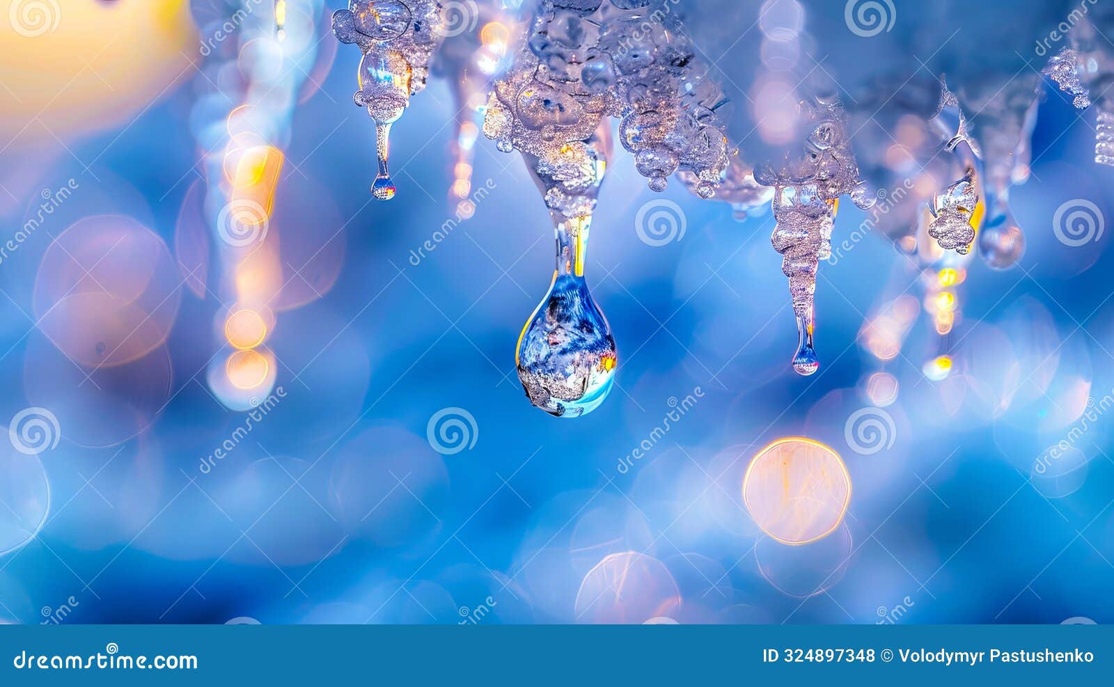 Ice Drop on Blue Background Stock Photo - Image of crystal, frozen ...