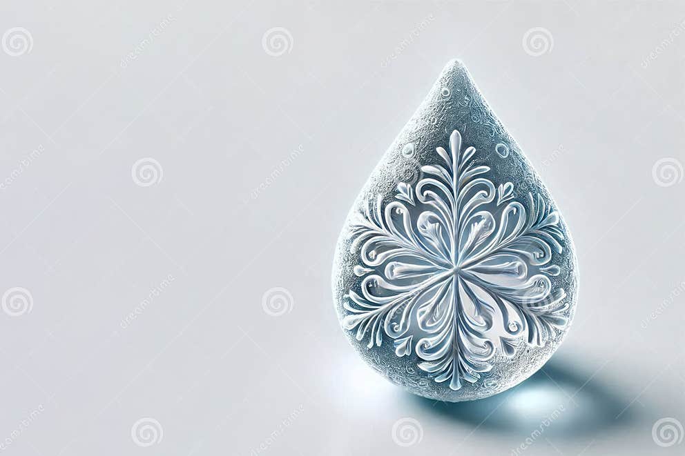 Ice Drop with a Pattern. Space for Text. Stock Image - Image of nature ...