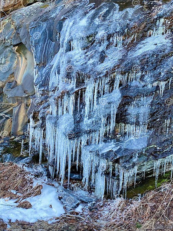 Ice Fall during a Cold Spell Stock Photo - Image of winter, reflection ...