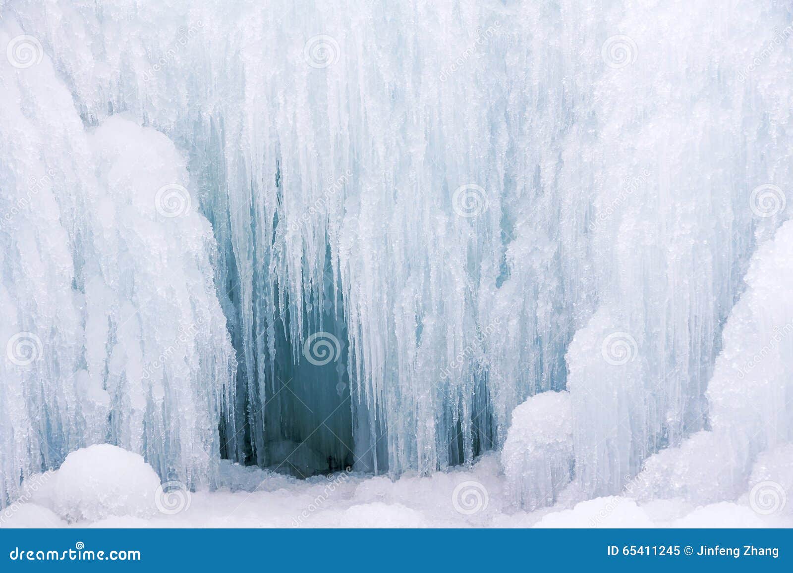 Ice fall and ice cave stock image. Image of iced, water - 65411245