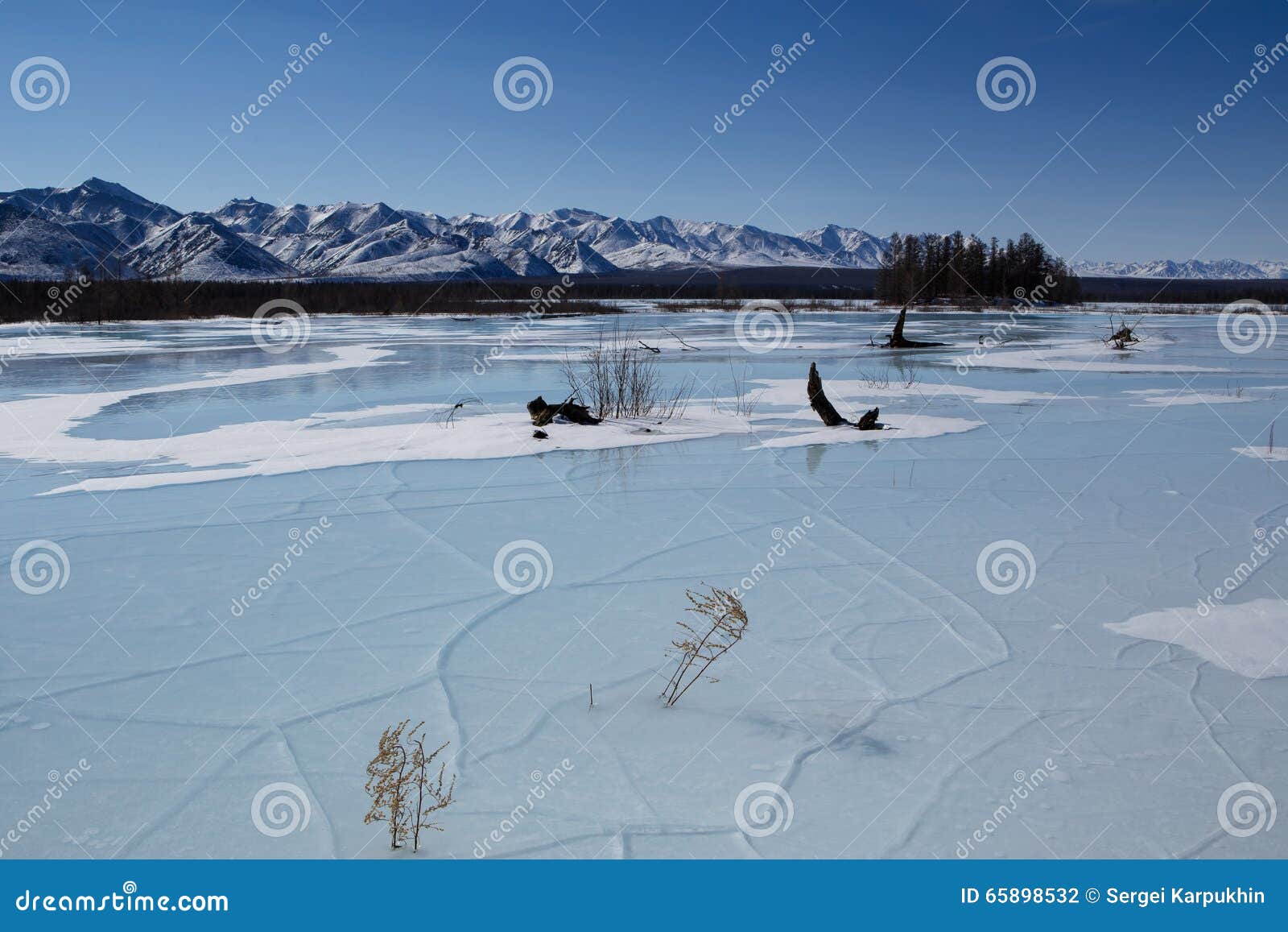 Ice Field on a Background of Mountains. Stock Photo - Image of winter ...