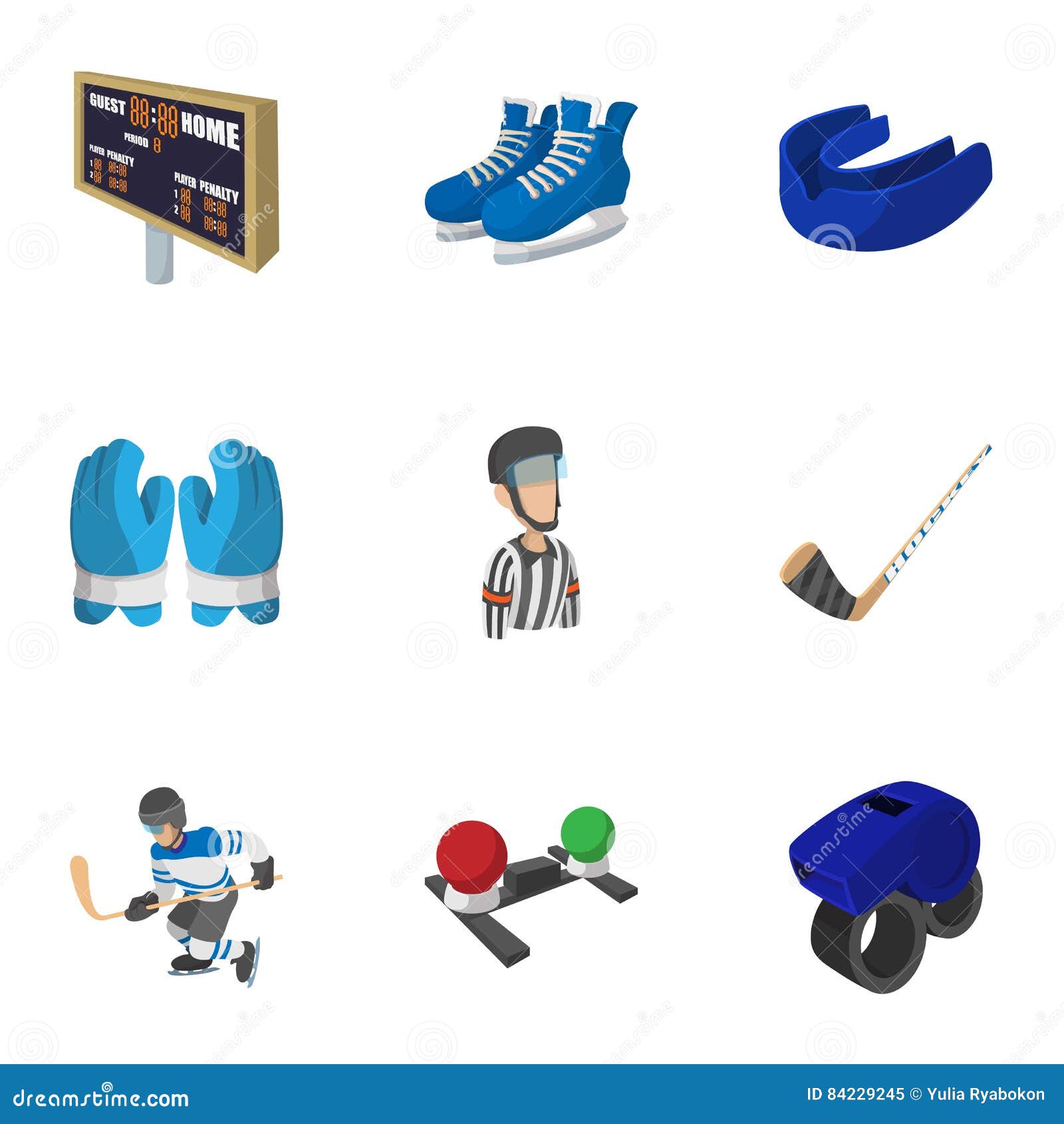 Ice Fight Icons Set, Cartoon Style Stock Vector - Illustration of ...