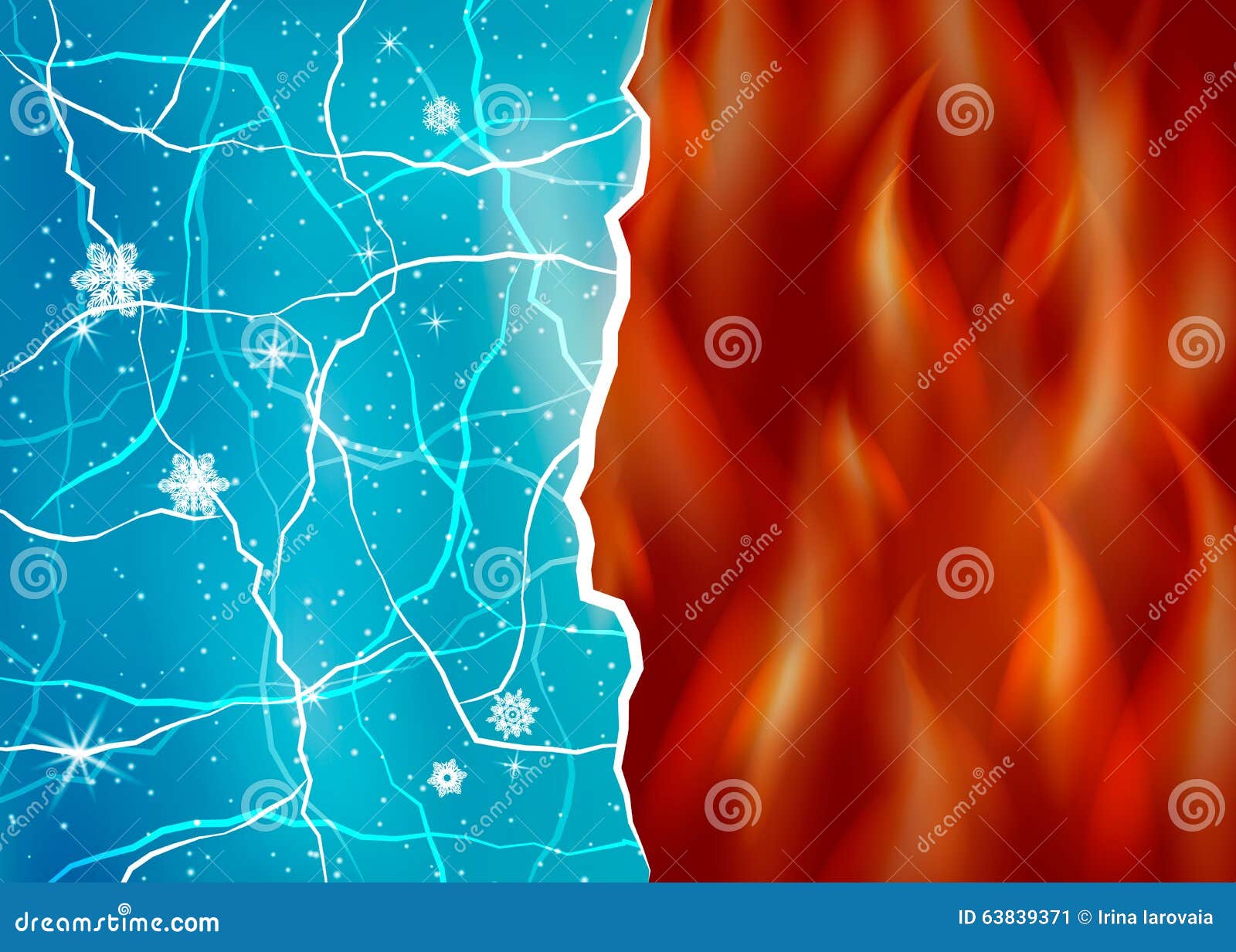 Ice and Fire Vector Illustration. Stock Vector - Illustration of color ...