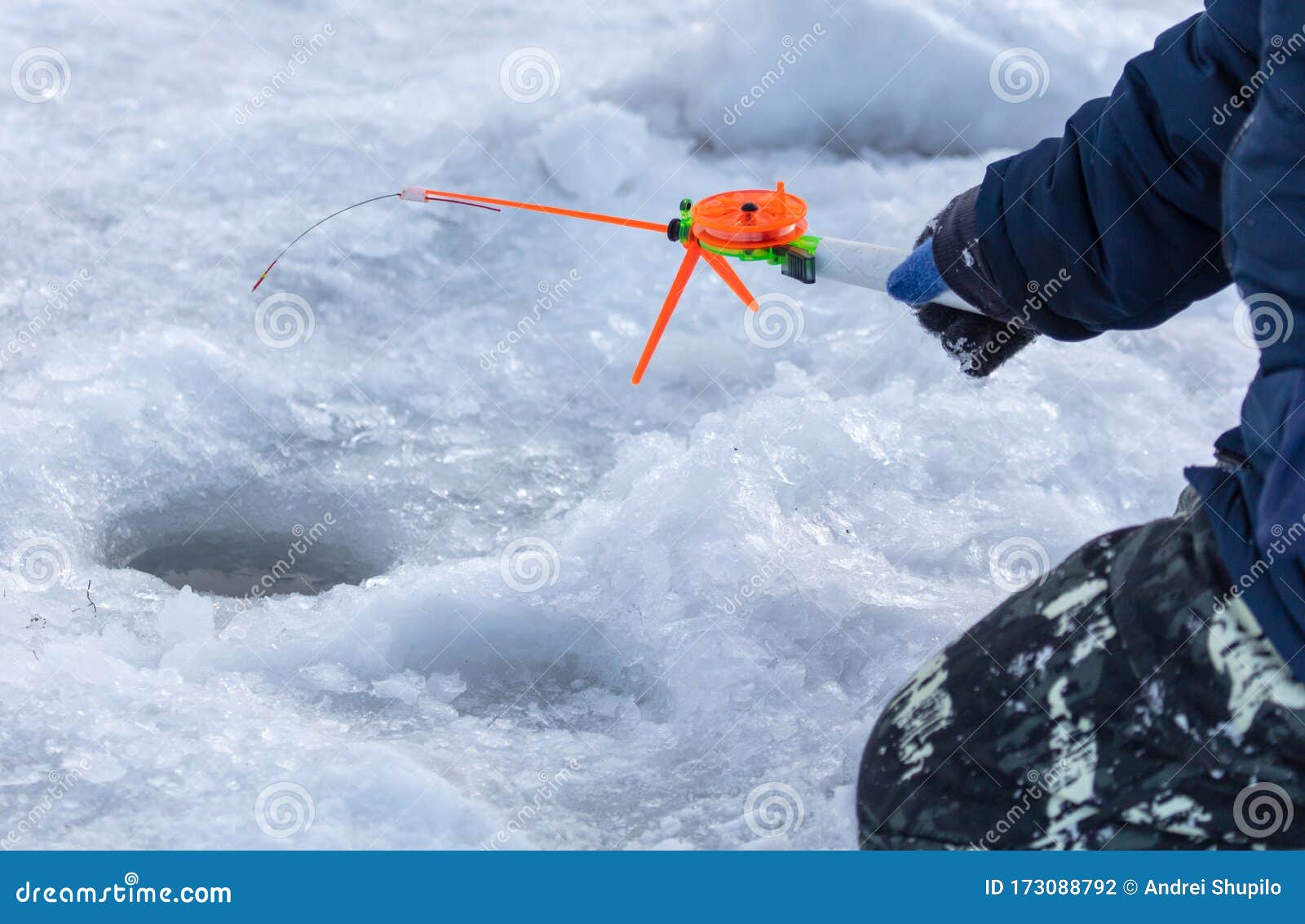 Ice Fishing Rod for Winter Fishing Stock Photo - Image of white, fish ...