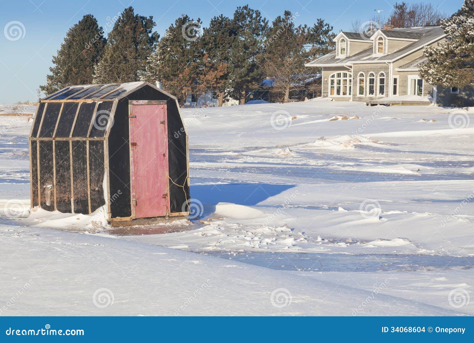 Ice Fishing Shack stock photo. Image of scenic, american - 34068604