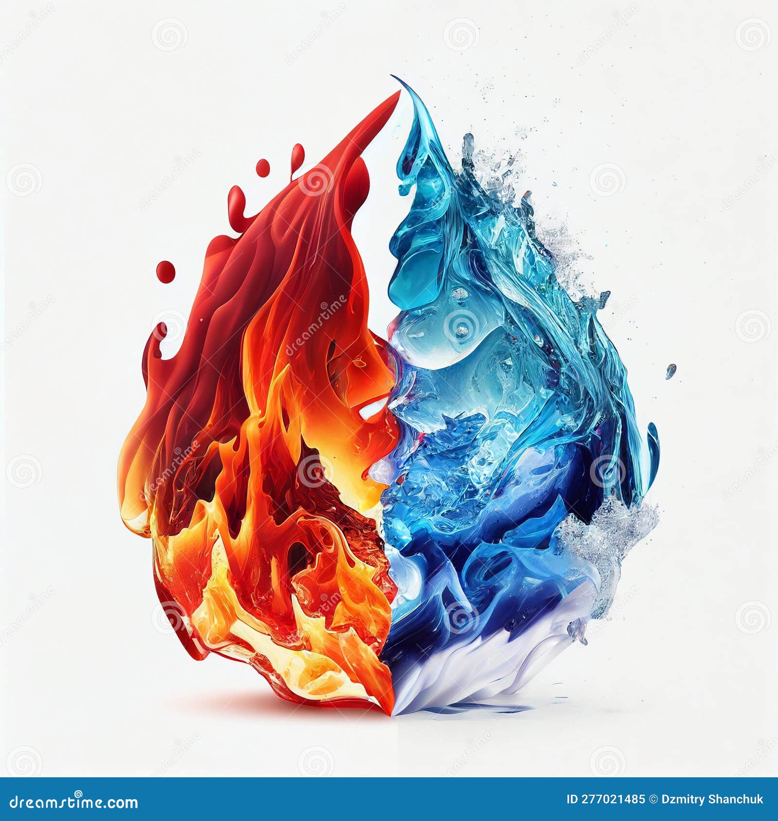 Ice and Flames on a White Background All Together Generative AI Stock ...