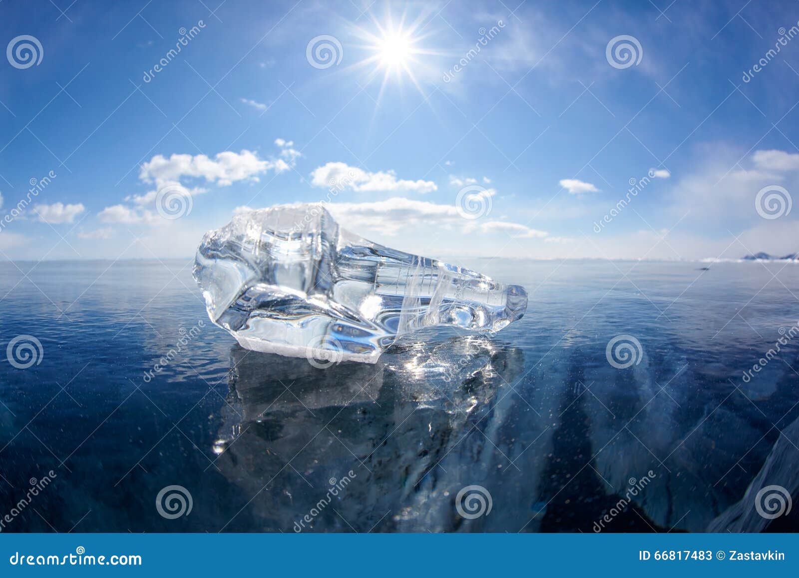 Ice Floe and Sun on Winter Baikal Lake Stock Image - Image of clouds ...