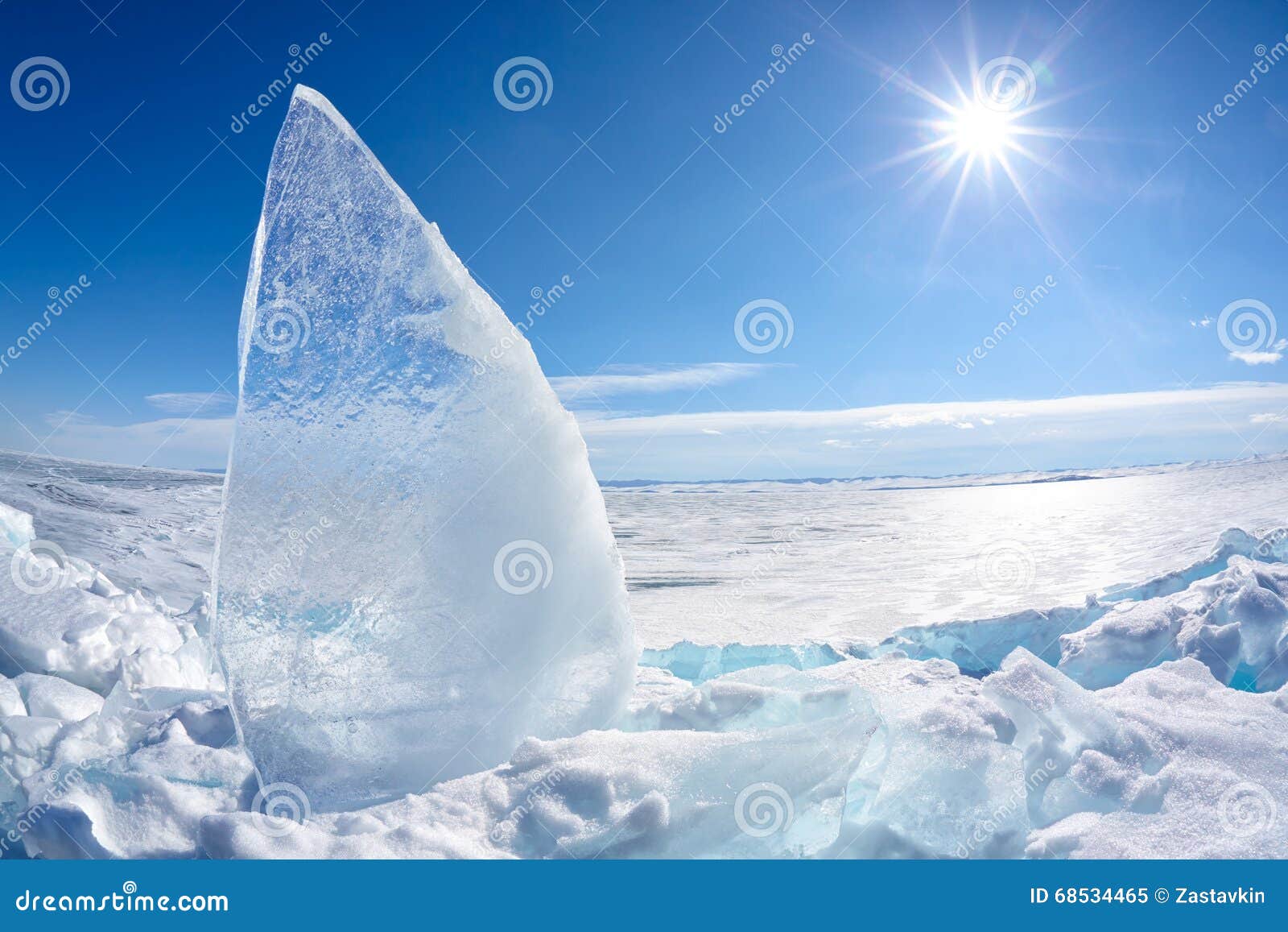 Ice Floe and Sun on Winter Baikal Lake Stock Image - Image of ...