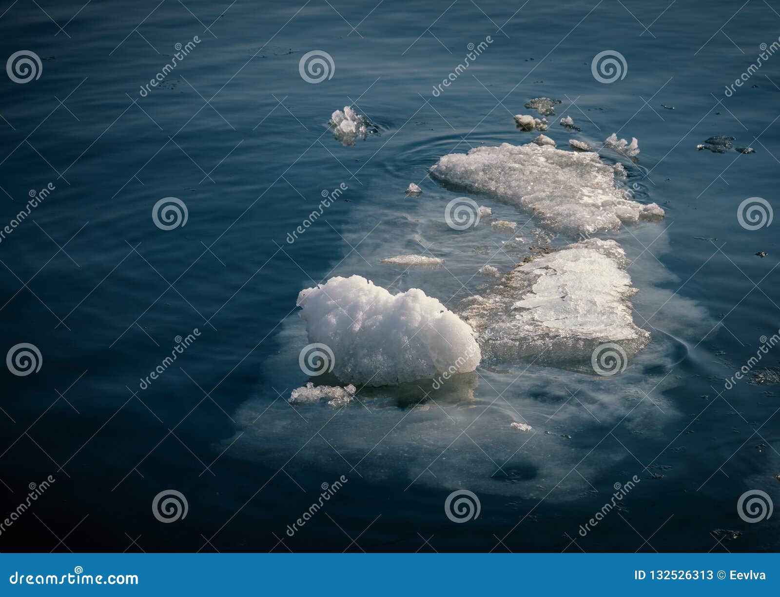 Ice flows on the sea. stock image. Image of river, natural - 132526313